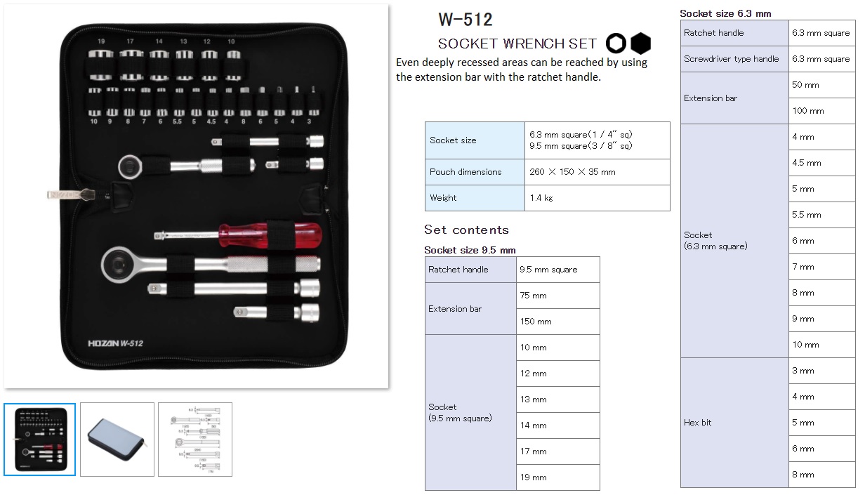 Ichiban Precision Sdn Bhd - Hozan - HOZAN SOCKET WRENCH SET